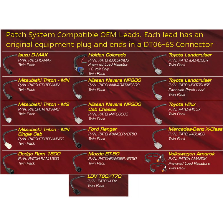 Plug 'N' Play Patch Leads for Tail Lights - Various Models